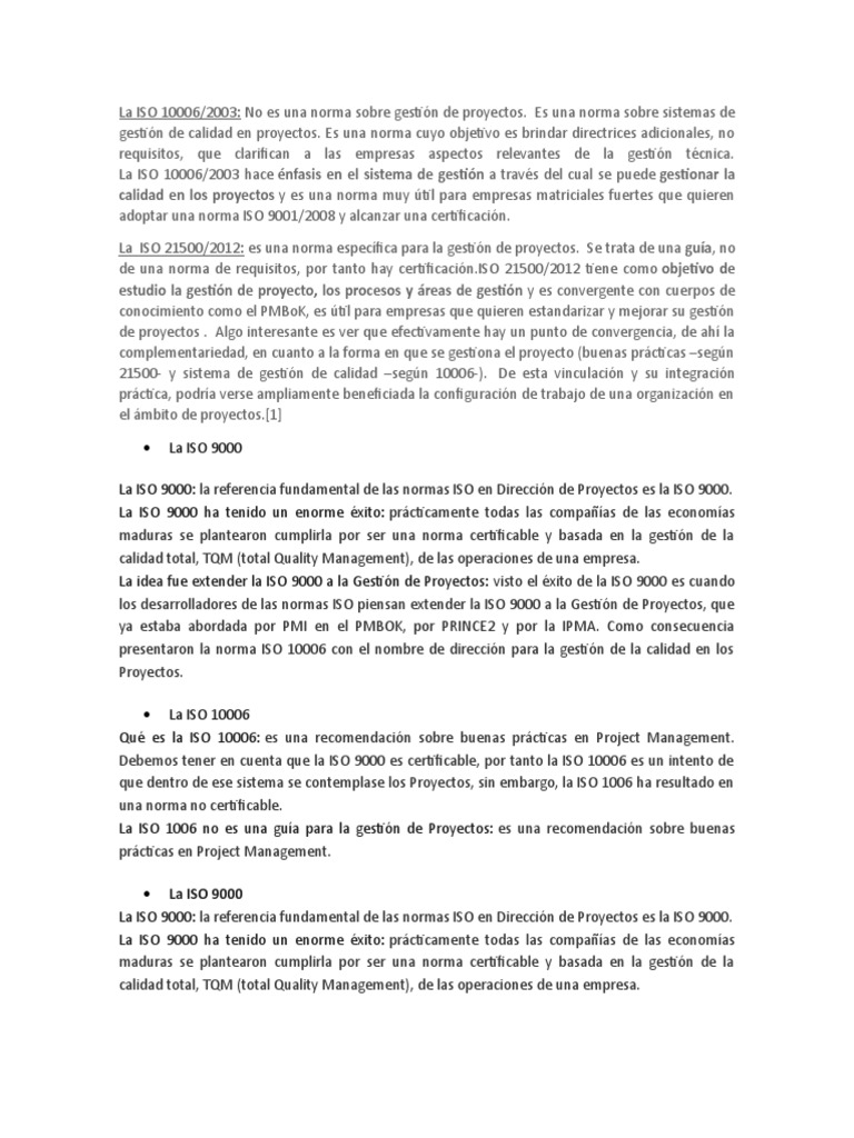 La ISO 10006 | PDF | Iso 9000 | Gestión de la calidad