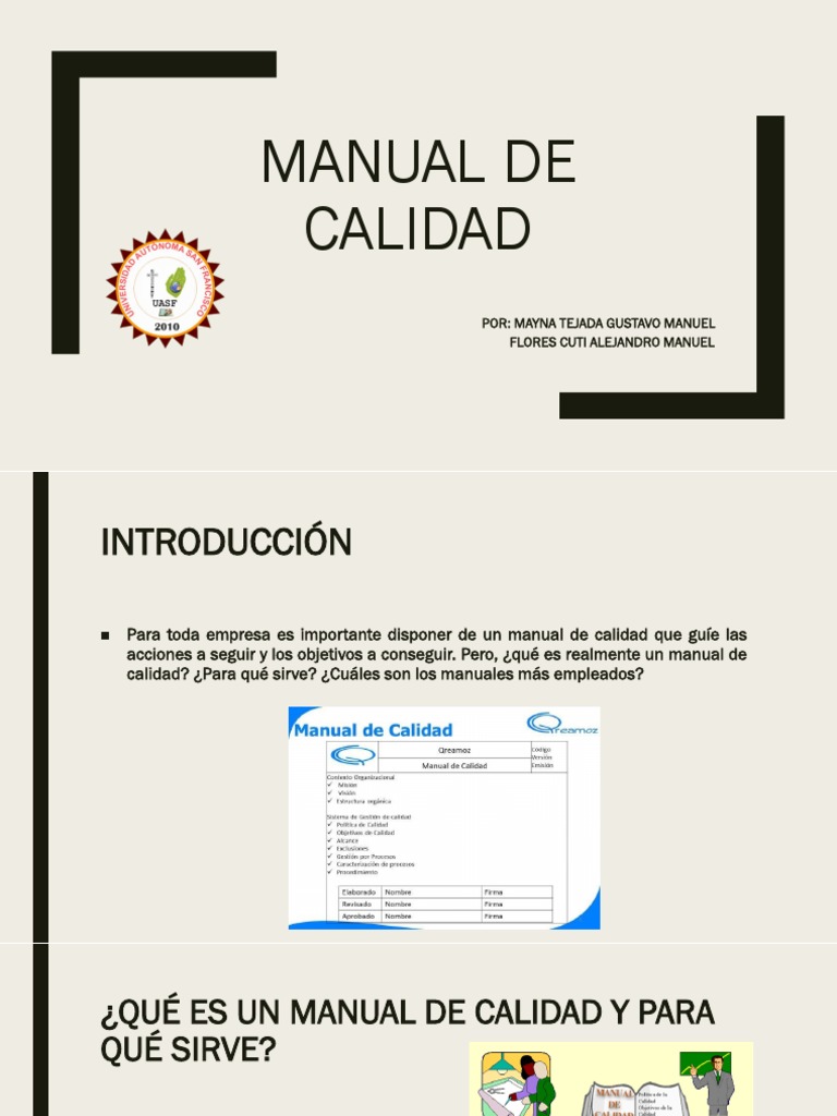 Manual de Calidad | PDF | Calidad (comercial) | Gestión de la calidad Manual de Calidad | PDF | Calidad (comercial) | Gestión de la calidad