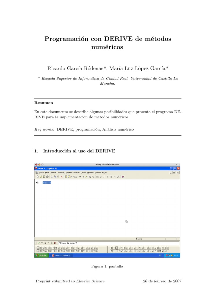 Derive 1 | PDF | Función (Matemáticas) | Análisis numérico
