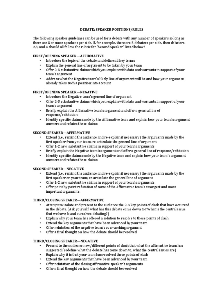 Speaker Guidelines for Debates | PDF | Truth | Argument