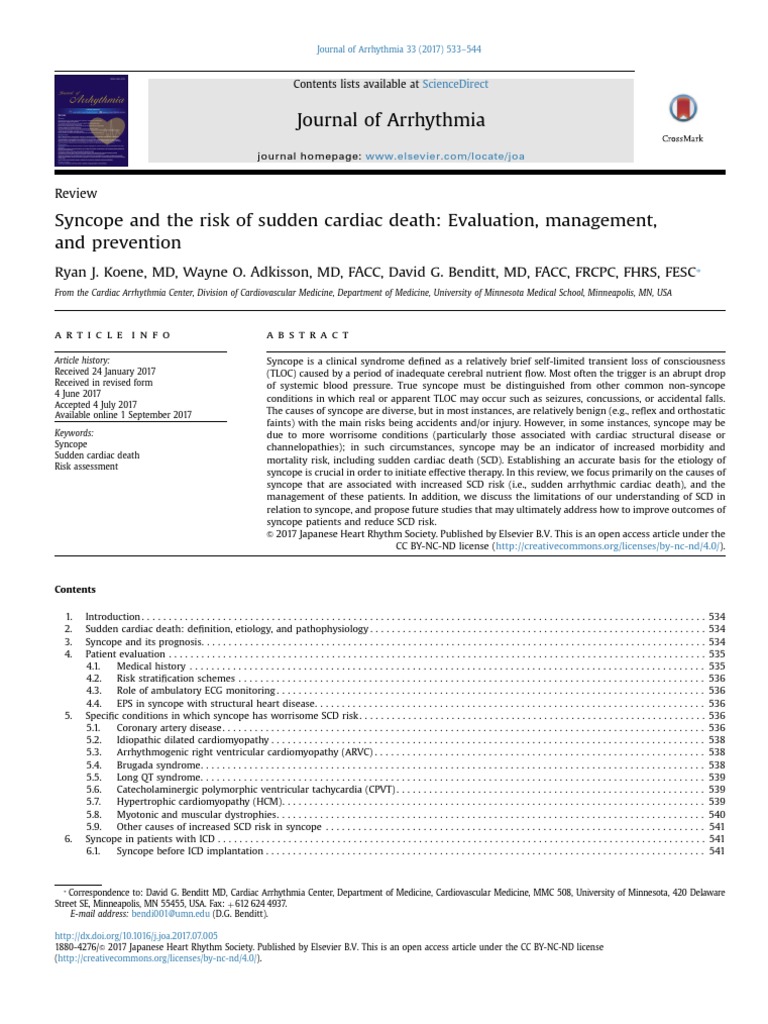 Journal of Arrhythmia: Ryan J. Koene, MD, Wayne O. Adkisson, MD, FACC ...