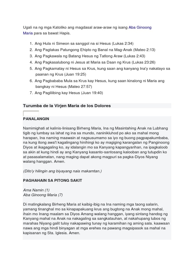 Dasal Kay Mater Dolorosa | PDF