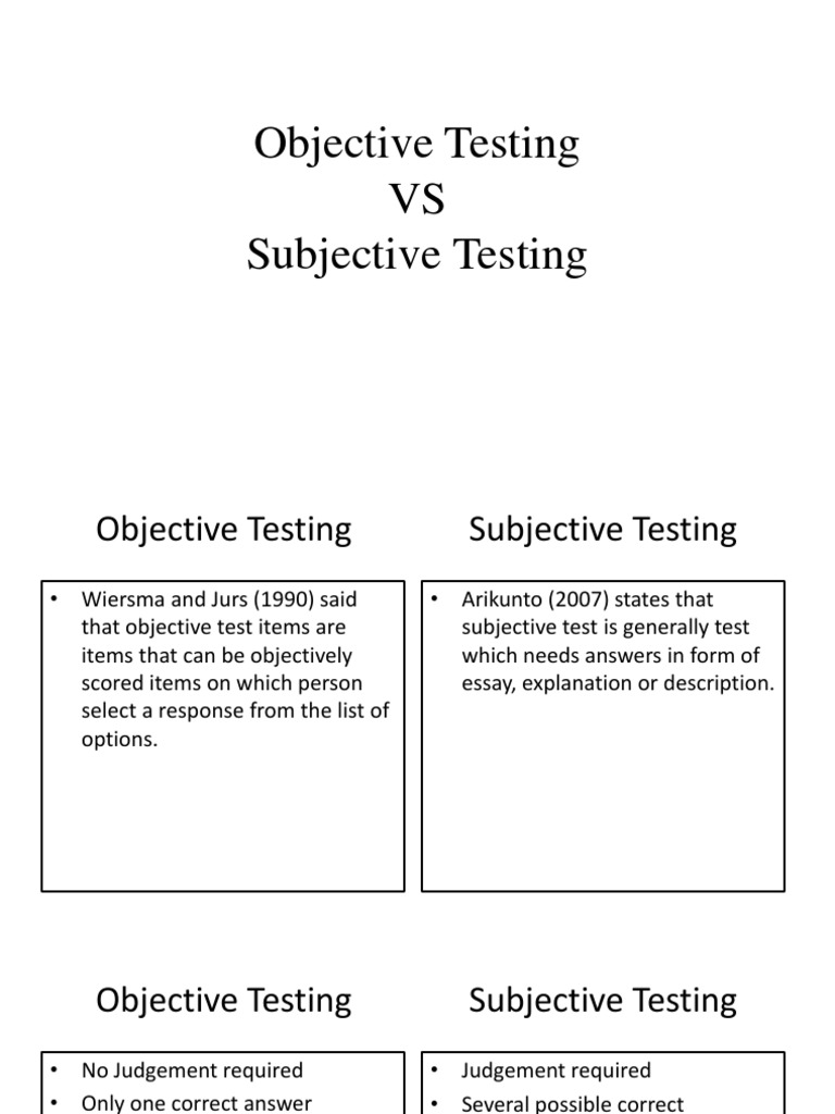 Objective vs Subjective Testing Explained | PDF | Career & Growth