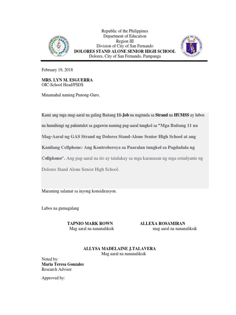 Dolores Stand Alone Senior High School | PDF