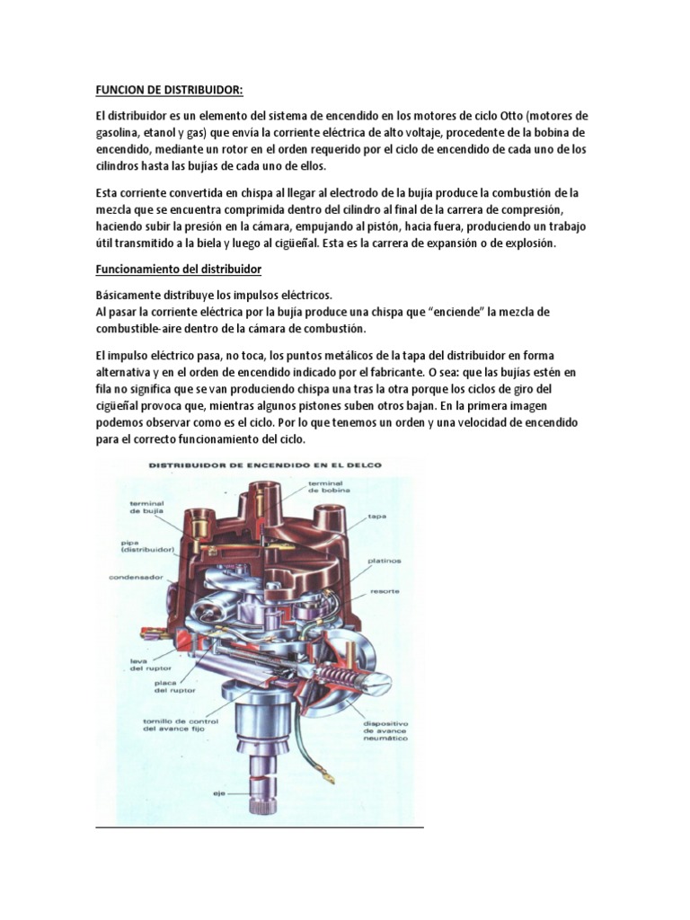 Distribuidor y Sus Funciones | PDF | Motor de combustión interna ...