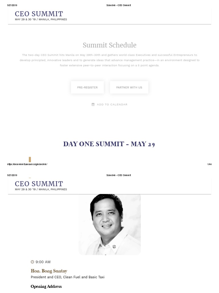 Schedule - CEO Summit | PDF | Chief Executive Officer | Entrepreneurship