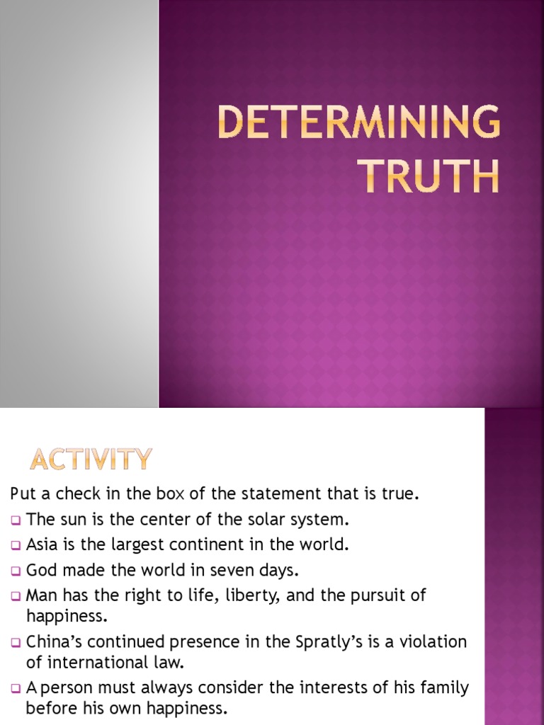 Determining Truth | PDF | Bias | Truth