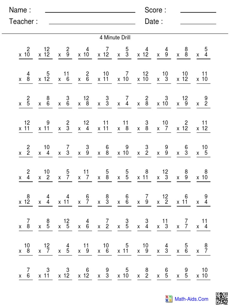 Multi Times Table Advanced | PDF | Sports