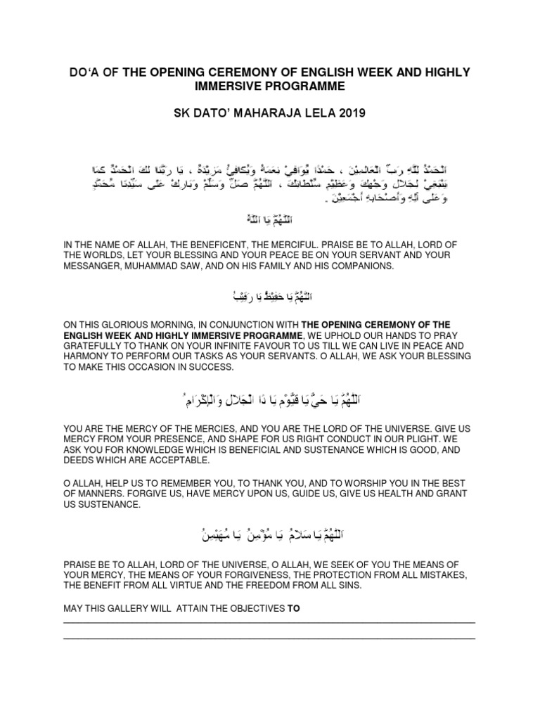 Do A of The Opening Ceremony of English Week and Highly Immersive ...