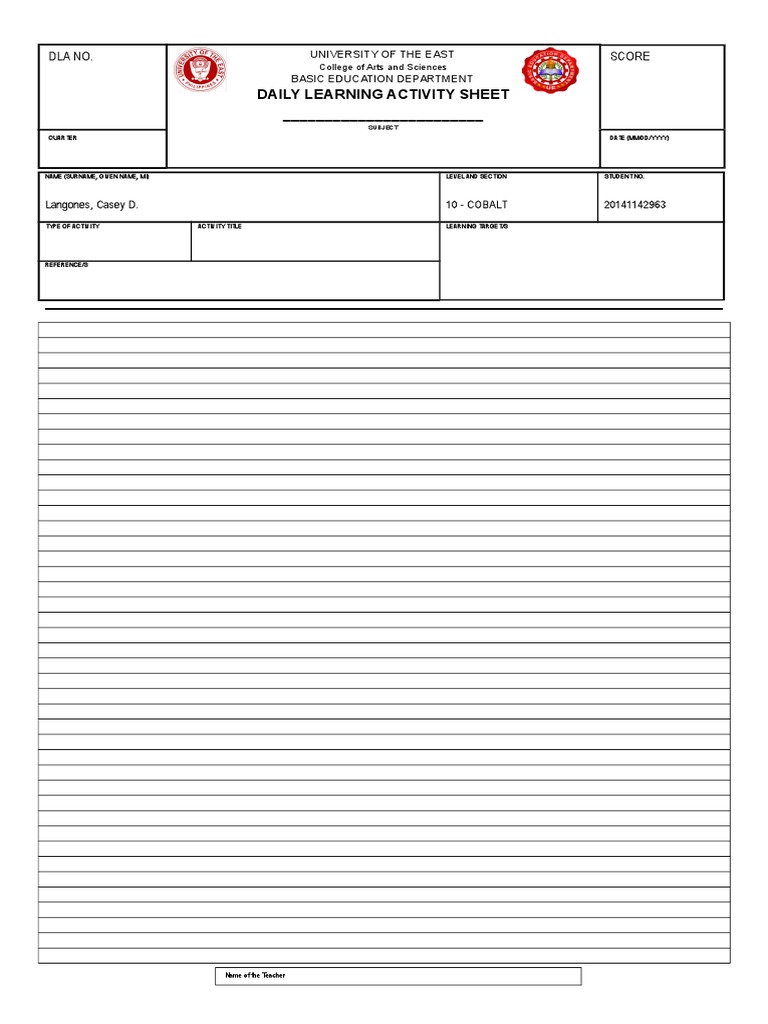 Dla Sheet Template 2019 | PDF