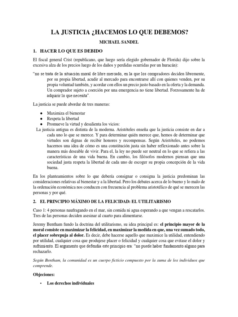 Michael Sandel - La Justicia | PDF | John Rawls | Libertarismo