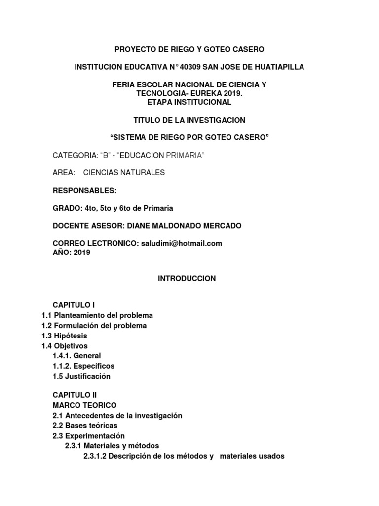 Modelo De Propuesta De Riego