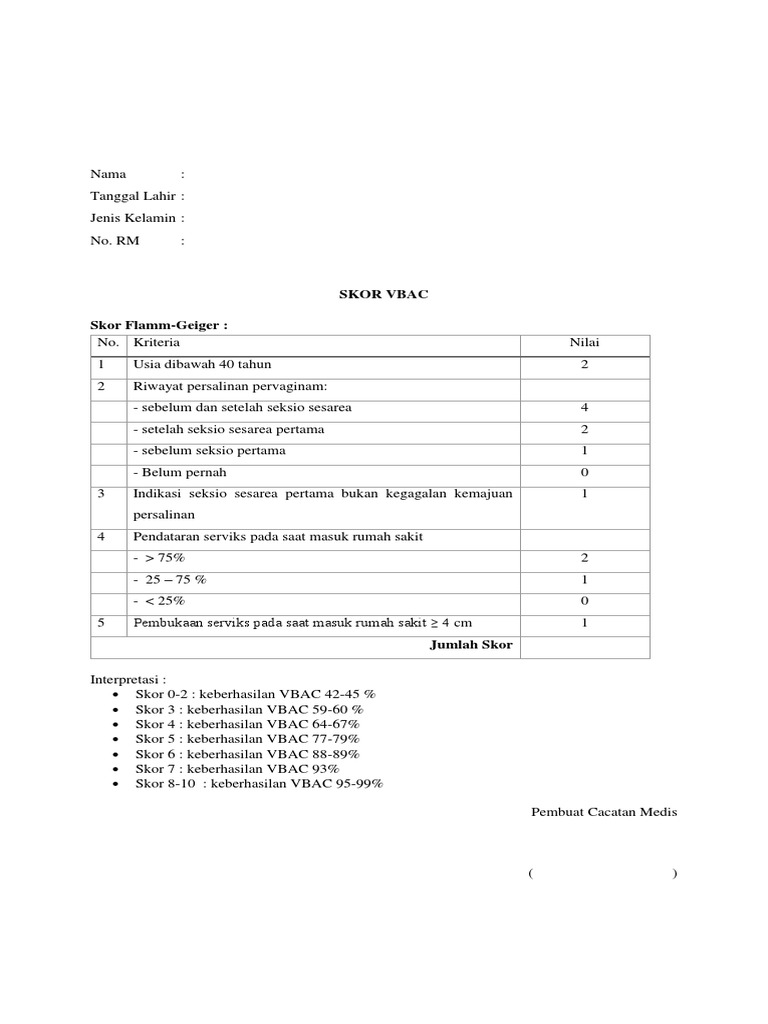 VBAC-Skor-Flamm-Geiger | PDF