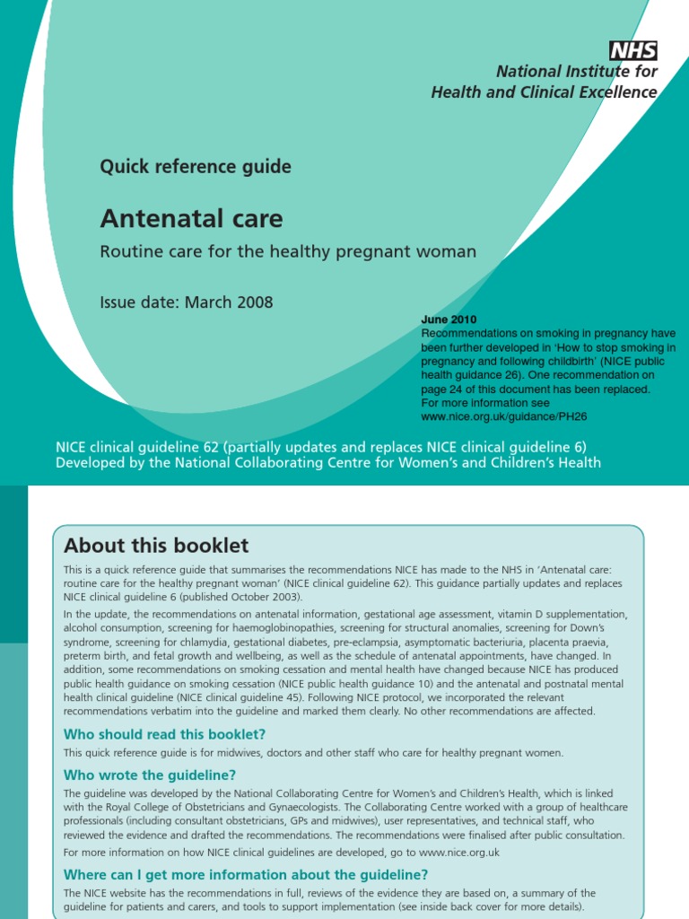 Quick Guide - Antenatal Care NHS | Pregnancy | Maternal Health