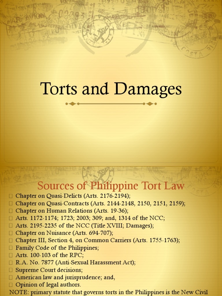 Civil Law Torts Damages Reviewer | PDF | Law