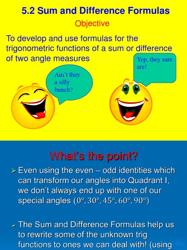 Trigonometric Sum and Difference Formulas | PDF | Trigonometric ...