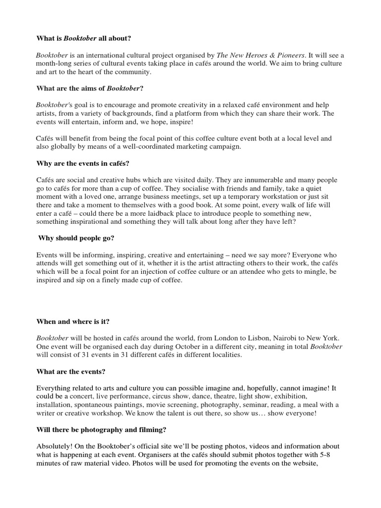 What Are The Aims of Booktober? | Download Free PDF | Coffeehouse