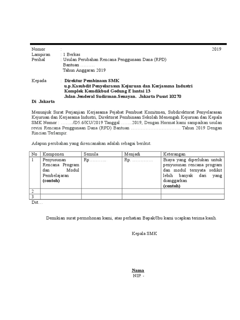 Usulan Revisi RPD Bantuan 2019 | PDF