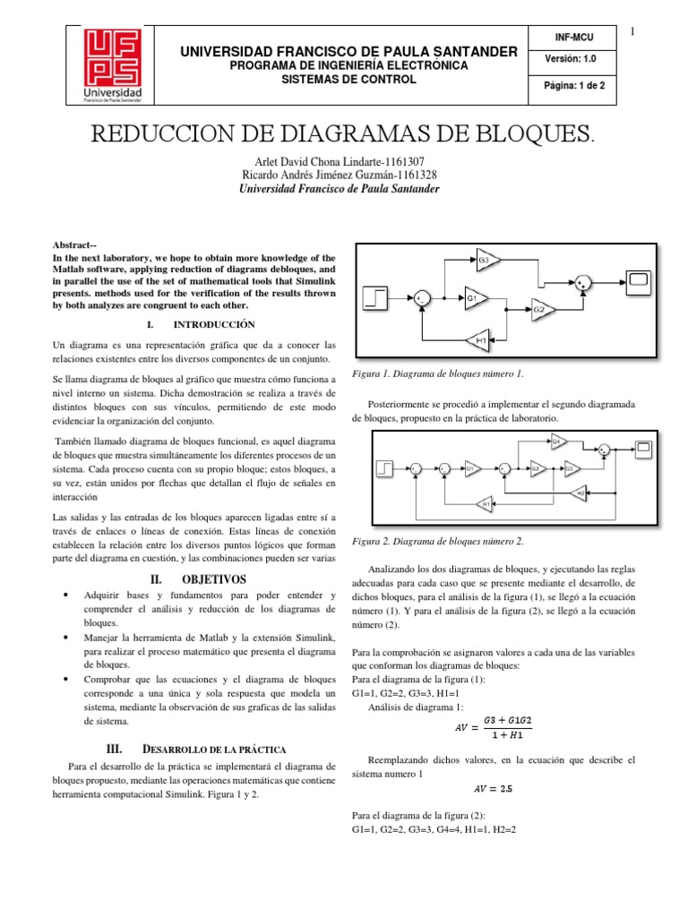 Lab 7 Control Diagrama de Bloques | PDF | Matlab | Sistema de control