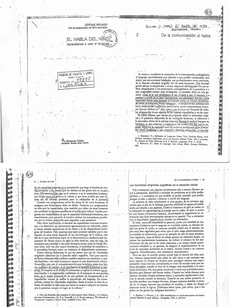De La Comunicacion Al Habla - Jerome Bruner | PDF