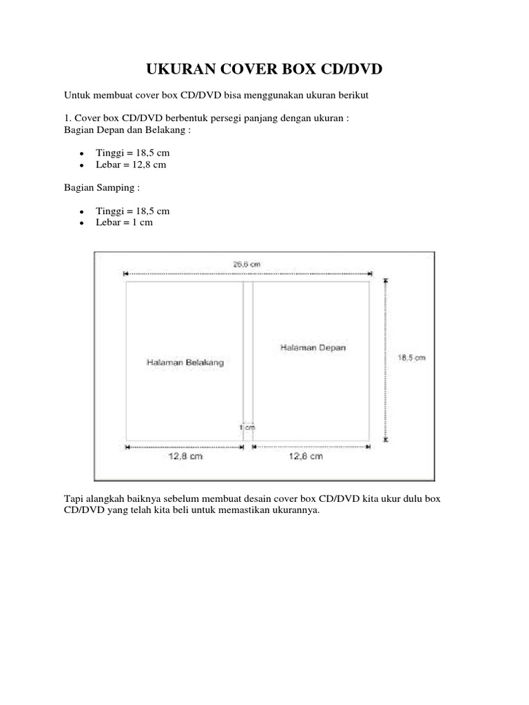 Ukuran Cover Box CD | PDF