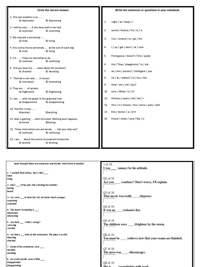 Read Through These Ten Sentences And Decide Which Form Is Needed PDF