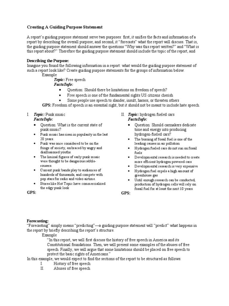 Guiding Purpose Statement | Freedom Of Speech | Fuels