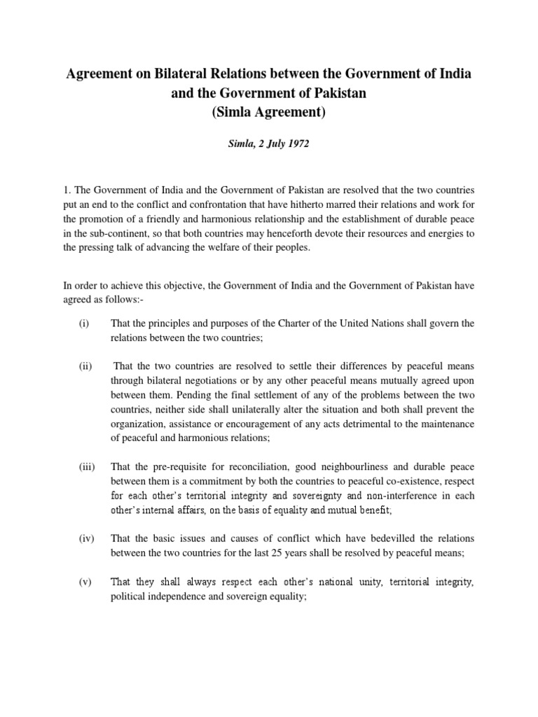 In PK 720702 Simla Agreement | PDF | International Relations | Foreign ...