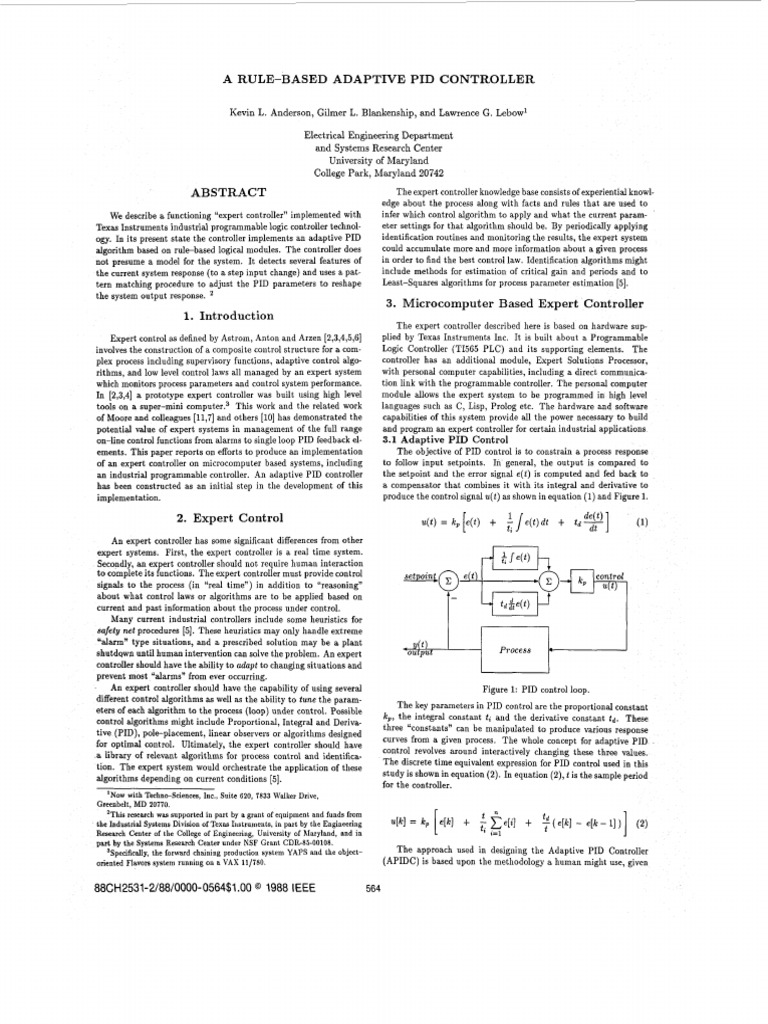 Adaptive PID Controller Design | PDF | Control Theory | Programmable ...