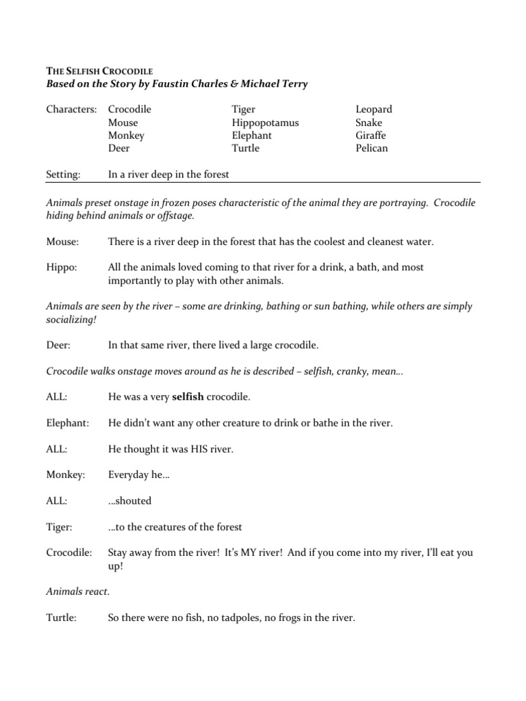The Selfish Crocodile | PDF | Crocodile | Nature