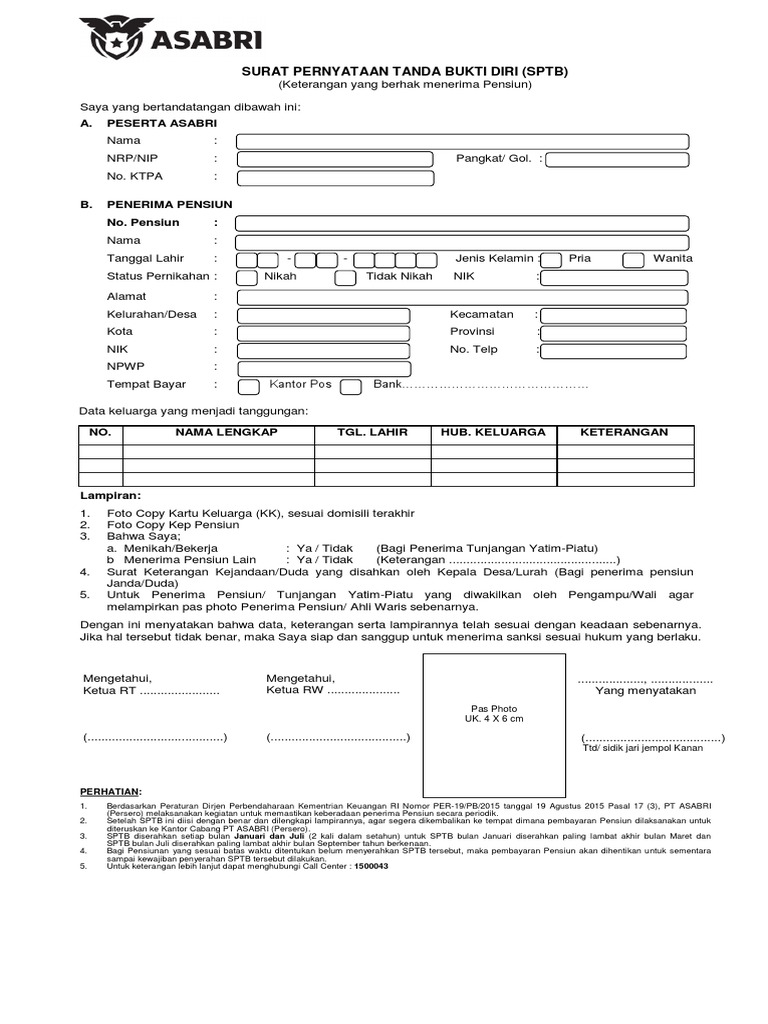 Formulir Sptb-Asabri | PDF | Hukum