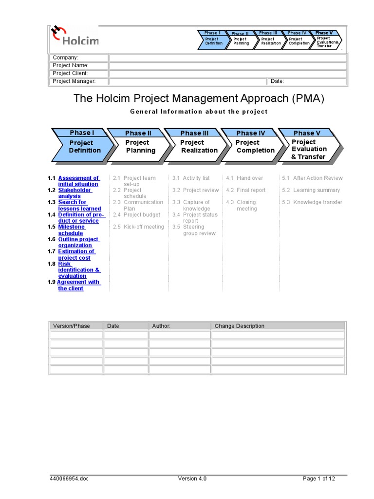 Phase I Templates v4.0 | PDF | Project Management | Evaluation