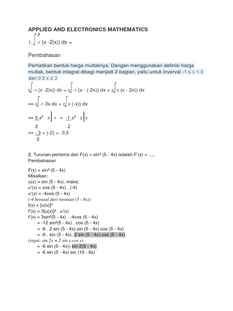 10 Soal Applied and Electronics Mathematics | PDF