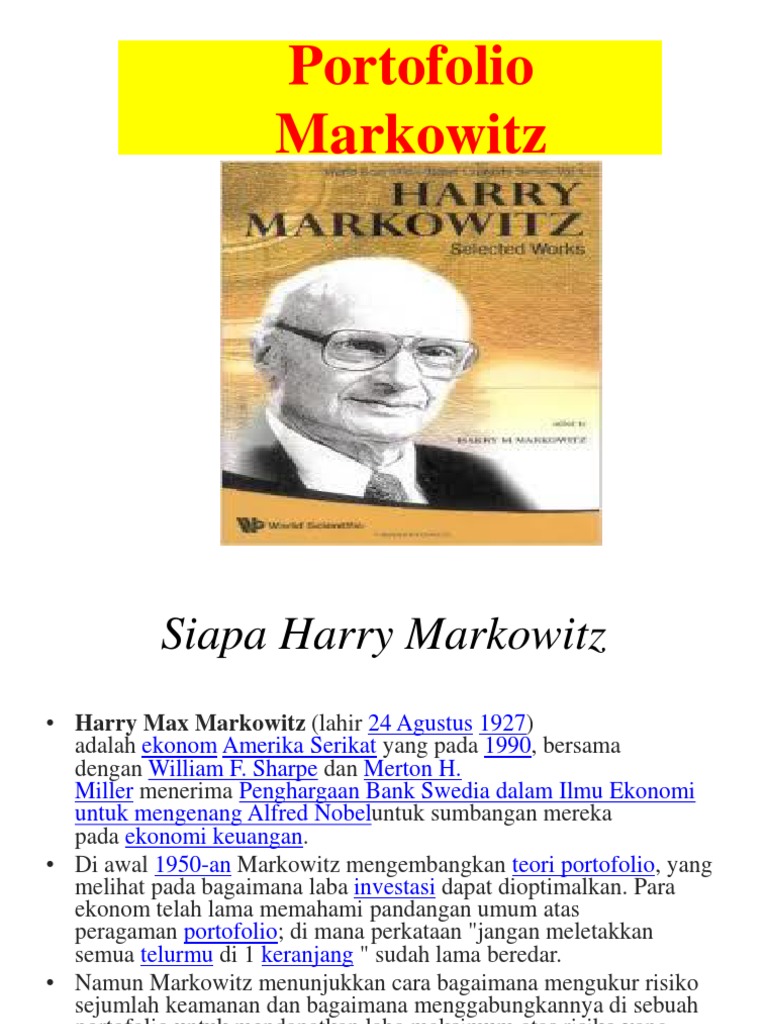 Teori Portofolio Markowitz dan Aplikasinya | PDF | Bisnis | Pengelolaan Keuangan & Uang