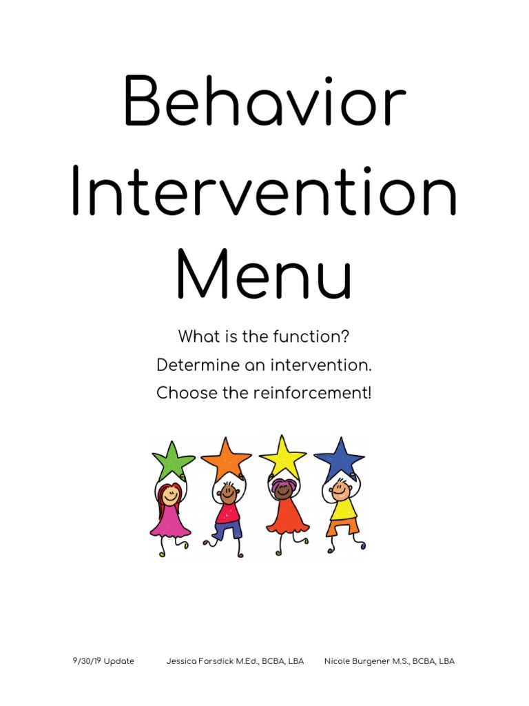 Behavior Intervention Menu | PDF | Reinforcement | Classroom