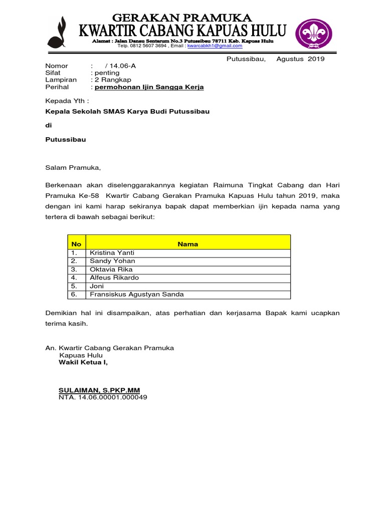 Surat Ijin Sangker KB | PDF | Olahraga & Rekreasi