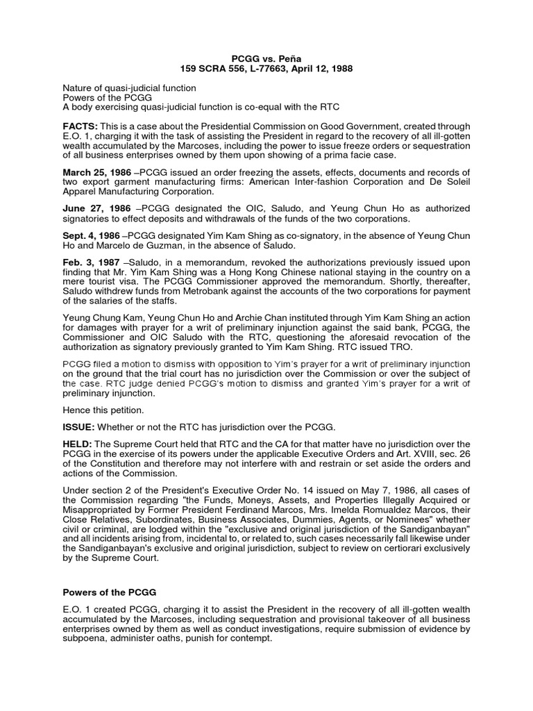PCGG Vs Peña | PDF | Jurisdiction | Judgment (Law)