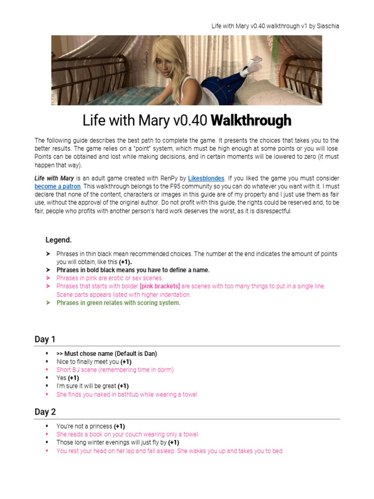Life With Mary v040 Walkthrough | PDF