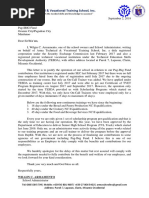 Tesda Letter of Intent | PDF | Educational Stages | Vocational Education