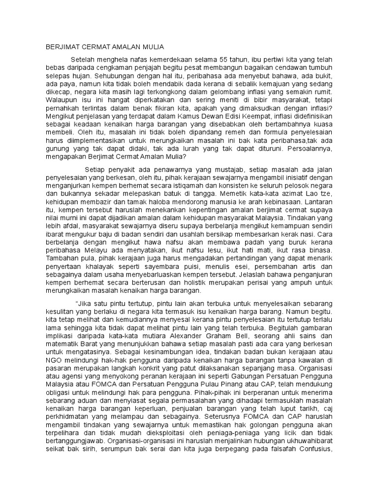 Berjimat Cermat Amalan Mulia | PDF