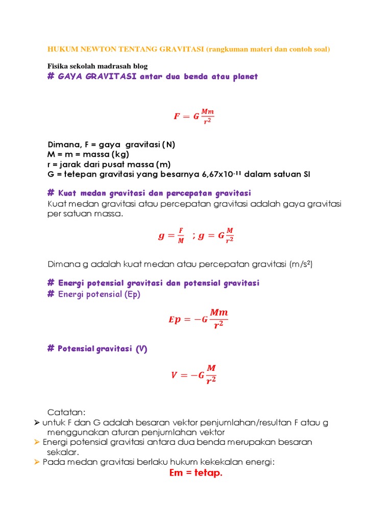 Hukum Newton Tentang Gravitasi | PDF | Metode & Bahan Ajar