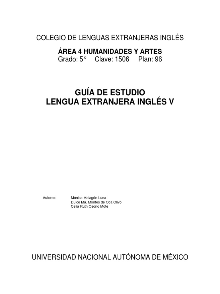Guia de Estudio de Ingles V PDF | PDF | Prueba (evaluación) | Cognición
