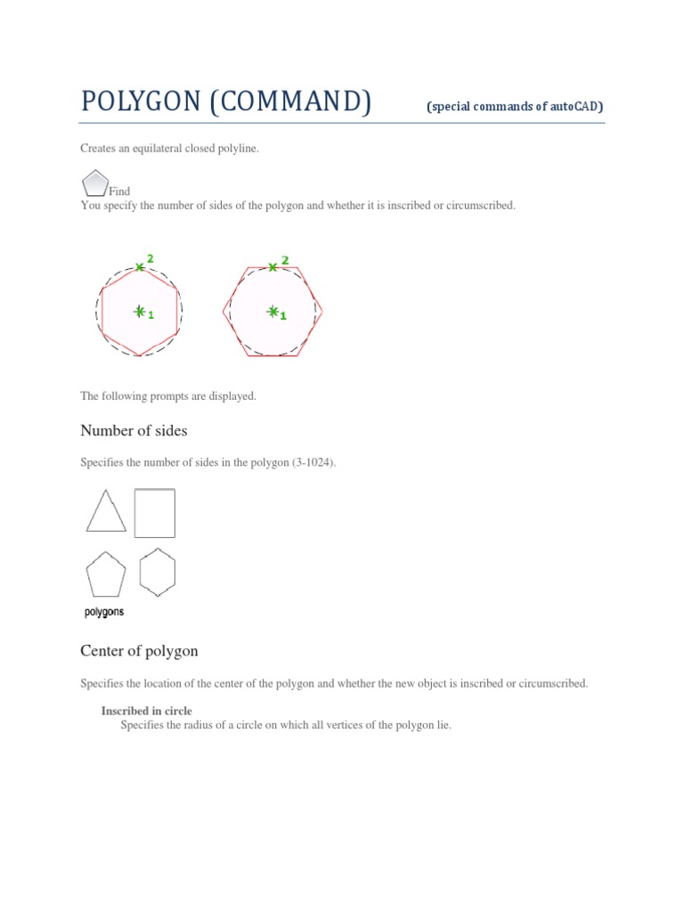 Polygon (Command) : Number of Sides | PDF