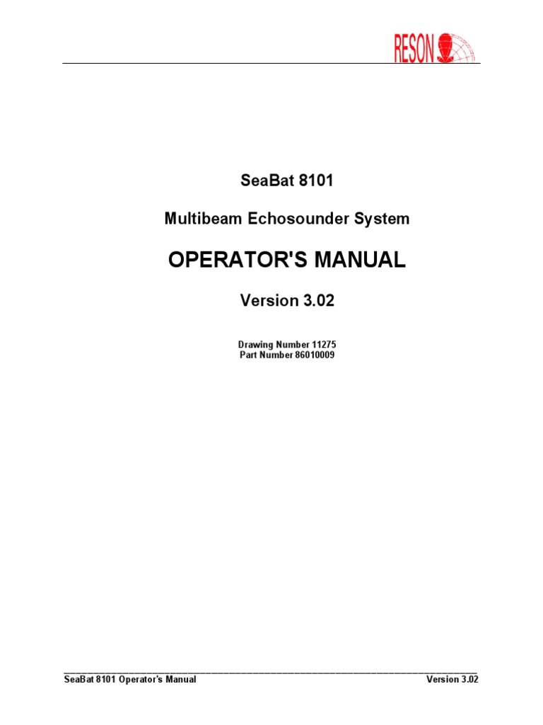 Reson Seabat 8101 OpMan 302 | PDF | Sonar | Computer Monitor