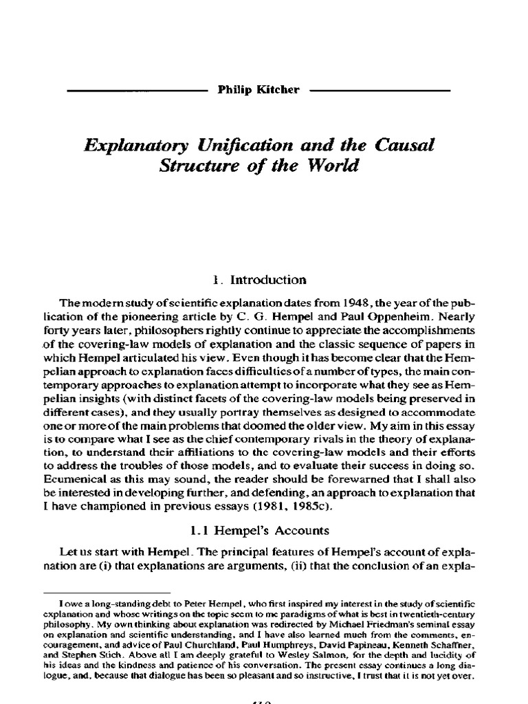 Kitcher - Unification and The Causal Structure of The World | PDF ...