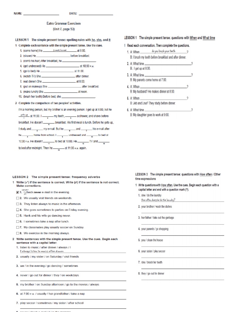 Ficha de Unidad 7 Activities Top Notch Pearson | PDF