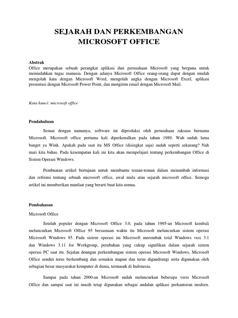 Sejarah Dan Perkembangan Microsoft Office Pdf