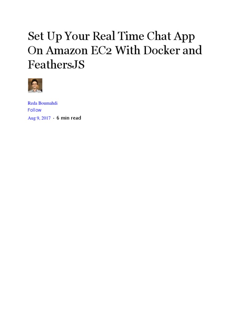 Set Up Your Real Time Chat App On Amazon Ec2 With Docker And Feathersjs Pdf Web Application