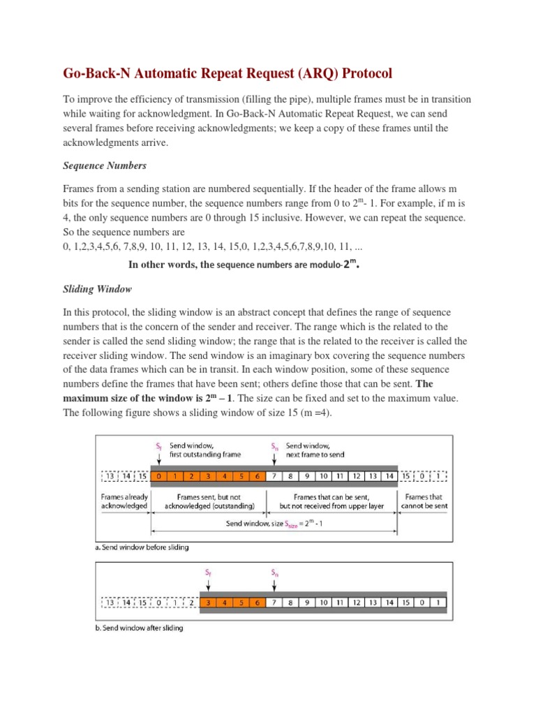 Go-Back-N Automatic Repeat Request (ARQ) Protocol: Sequence Numbers | Download Free PDF ...