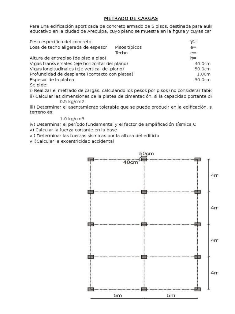 Ejemplo de Metrado de Cargas y Centro de Masa y Rigidez PDF | PDF | Fundación (Ingeniería ...